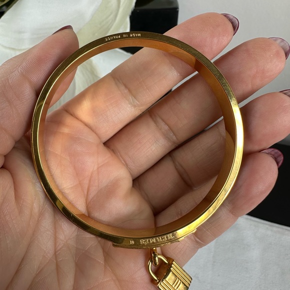 Hermes | Jewelry | Br1 Vintage Hermes Kelly Bangle Bracelet Gold And ...